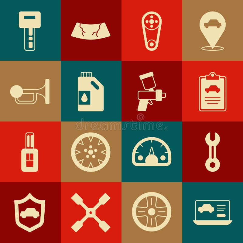 Set Diagnostics Condition of Car, Wrench Spanner, Car Inspection ... Set Diagnostics Condition of Car, Wrench Spanner, Car Inspection ...