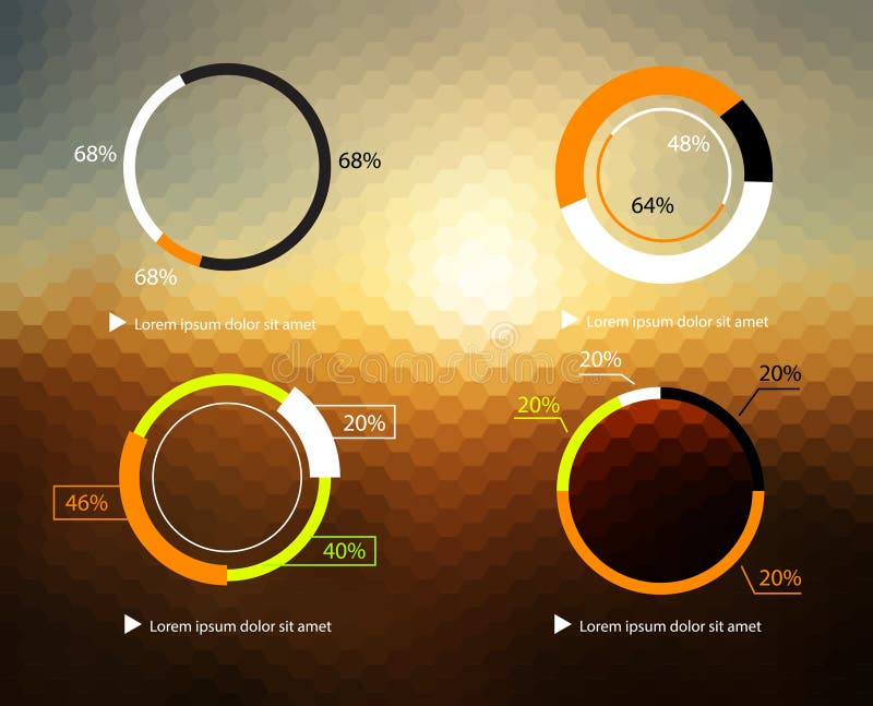 Set of Diagrams, Charts for Travel on Trendy Hexagonal Background Stock ...