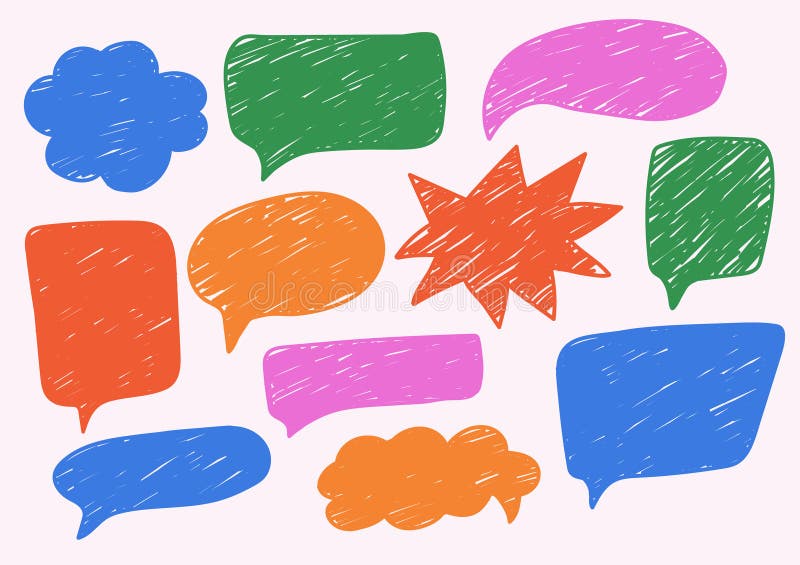 Set of Dialog Boxes Different Variants. Colorful Textured Bubble Speech ...