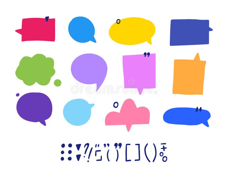 Set of Dialog Boxes Different Variants Drawn by Hand. Vector Flat ...