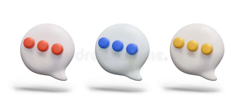 Set of Dialog Boxes with Three Dots of Different Colors. Speech Bubble ...