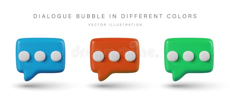 Set of Dialog Bubbles of Different Colors. 3D Icons for Messengers ...