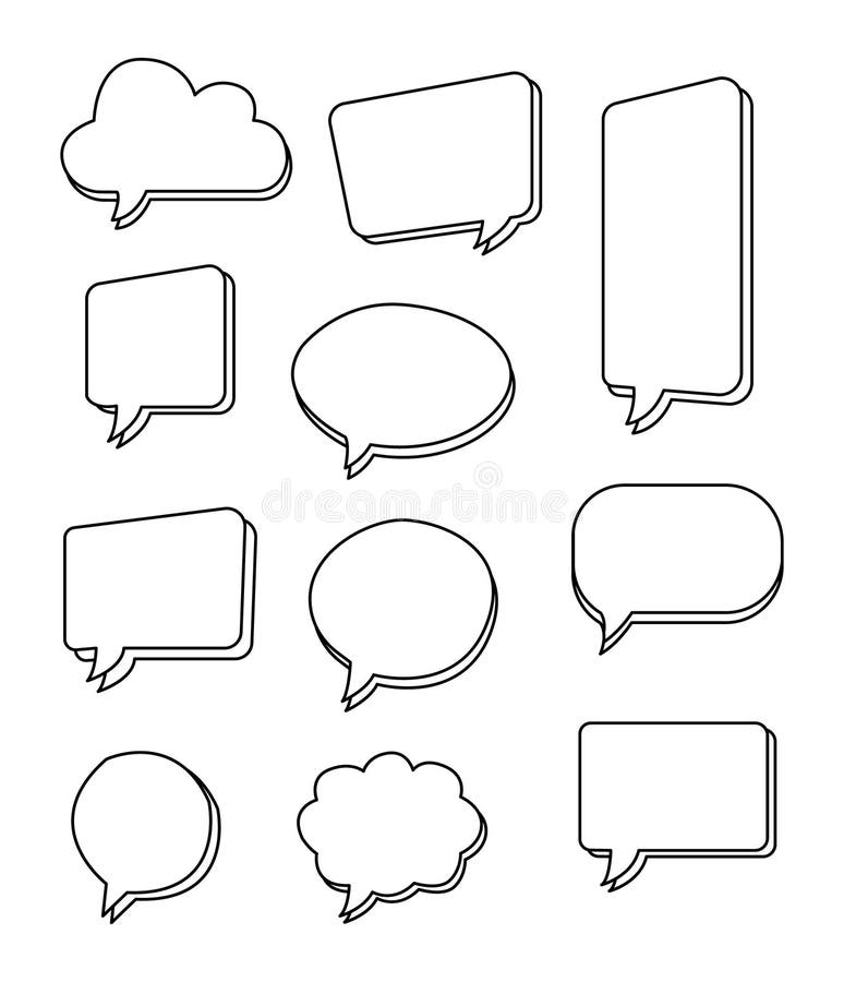 A Set of Dialogue Box Simple Line Style Stock Vector - Illustration of ...