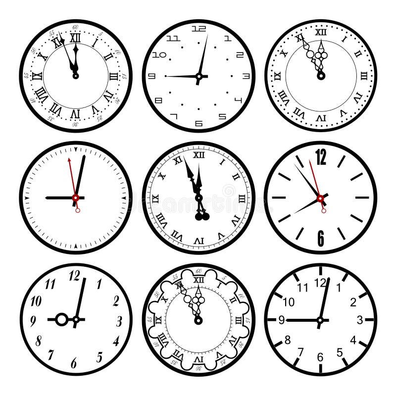 Set of clock dials stock vector. Illustration of clockwork - 29286653