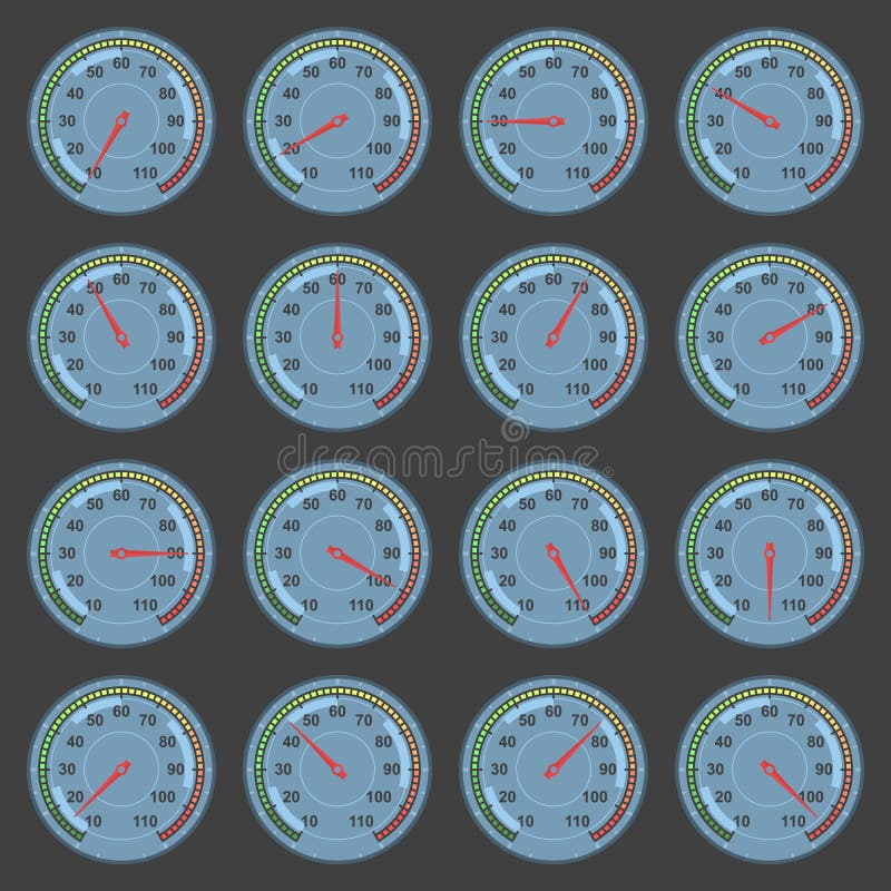 A Set of Dials with Temperature Readings from 0 To 110. Individual Hand ...