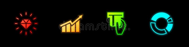 Set Diamond, Financial Growth Increase, Credit Card Inserted and Pie ...