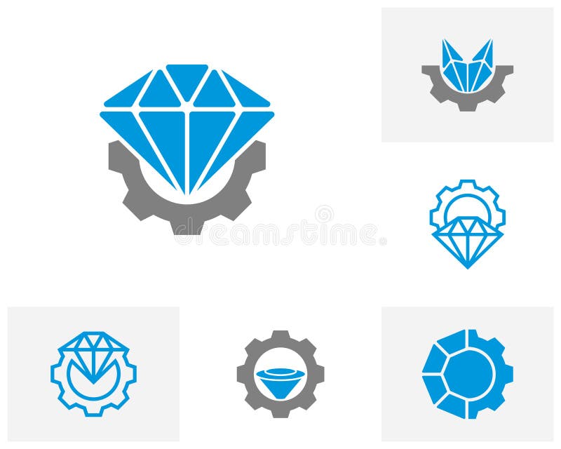 Set of Diamond Gear Logo Design Vector Template, Creative Diamond Logo ...