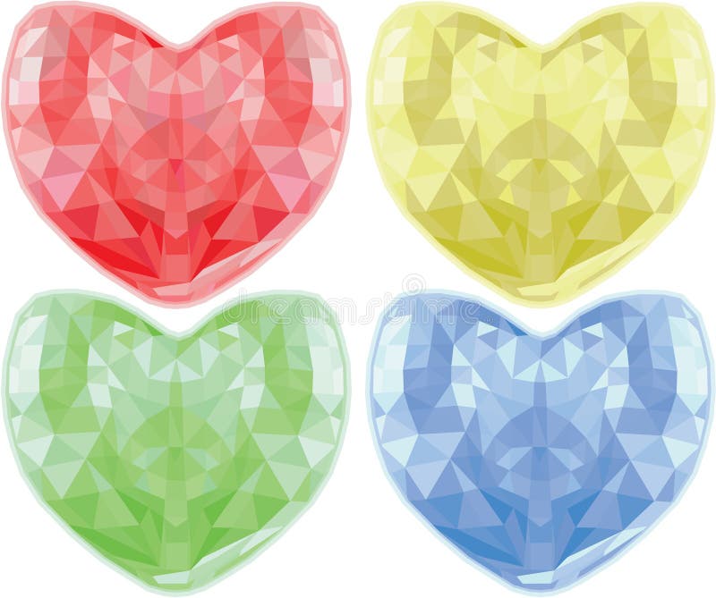 Set of Diamond Hearts in Different Colors Stock Vector - Illustration ...