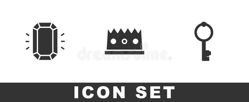 Set Diamond, King Crown and Old Key Icon. Vector Stock Vector ...