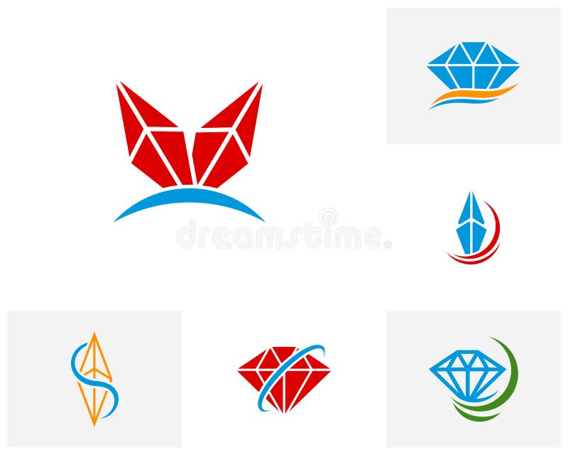 Set of Diamond Logo Design Vector Template, Creative Diamond Logo ...