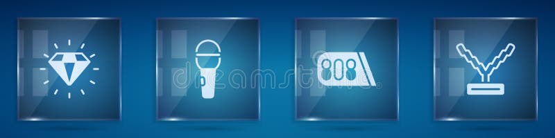 Set Diamond, Microphone, Drum Machine Music and Rapper Chain. Square ...