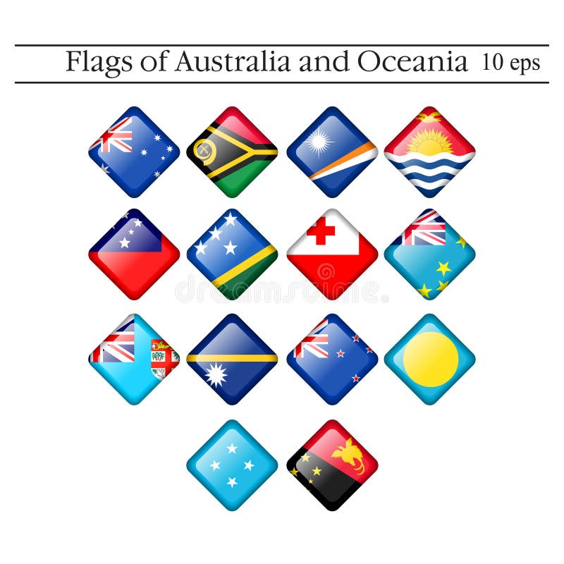 A Set of Diamond-shaped Icon Flags. Australia and Oceania. 10 Eps Stock ...