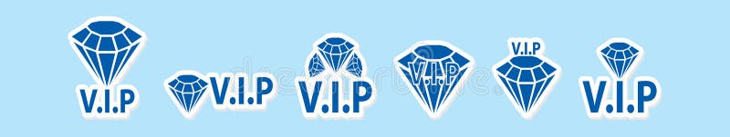 Set of Diamond Vip Cartoon Icon Design Template with Various Models ...