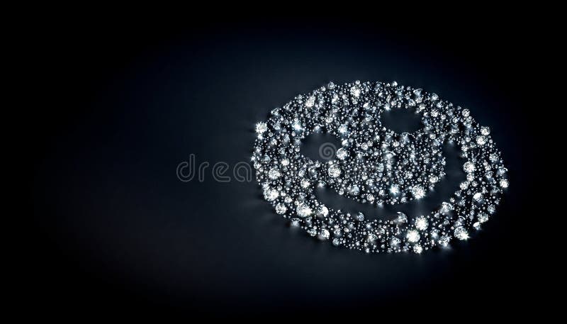 Set of Diamonds Lying in the Shape of a Smiling Face on the Surface. 3d ...