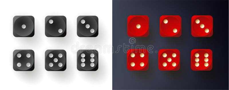 Set of Dices in Different Colors. Vector Stock Vector - Illustration of ...