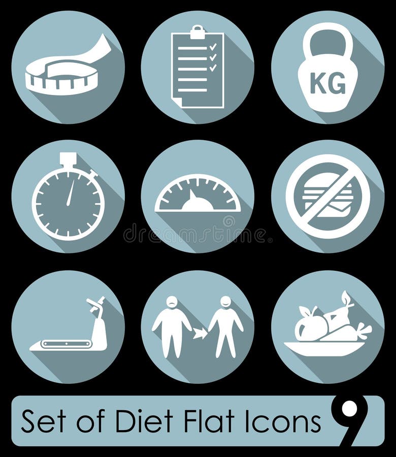 Set of diet icons stock vector. Illustration of calories - 79022004