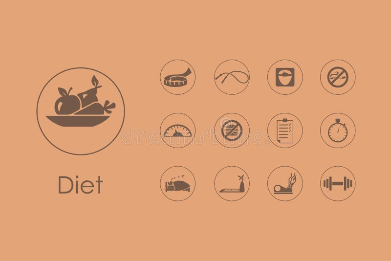 Set of diet simple icons stock vector. Illustration of dietary - 61550736