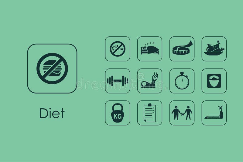 Set of diet simple icons stock vector. Illustration of creative - 78778499