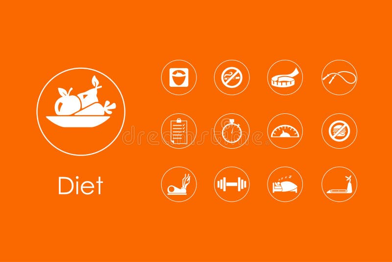 Set of diet simple icons stock vector. Illustration of buttons - 85983994