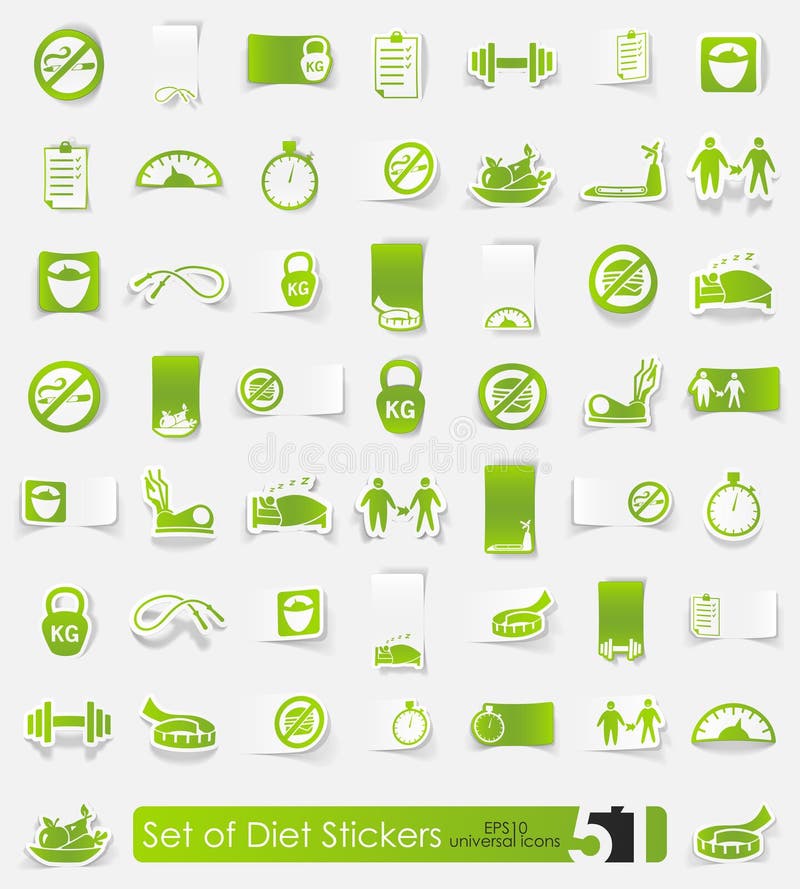 Set of diet stickers stock vector. Illustration of design - 78428716