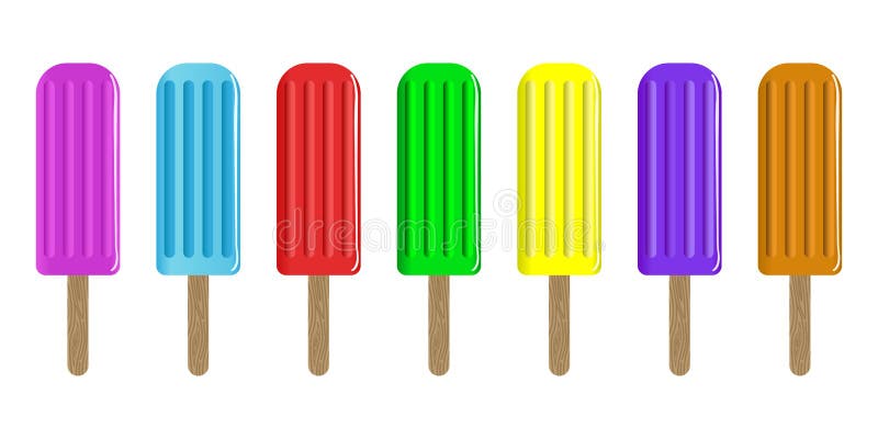 Set of Diferent Colors Popsicles Stock Illustration - Illustration of ...