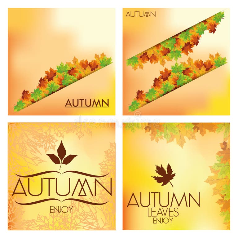 Set of Different Abstract Autumn Backgrounds Stock Illustration ...