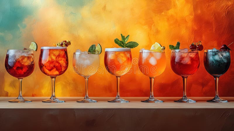 Set of Different Alcoholic Drinks and Cocktails Stock Illustration ...