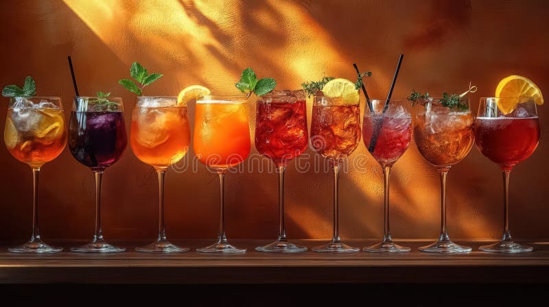 Set of Different Alcoholic Drinks and Cocktails Stock Illustration ...