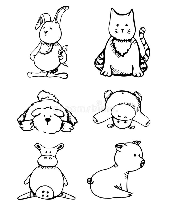 Set of Different Animals Isolation on a White Background. Vector ...