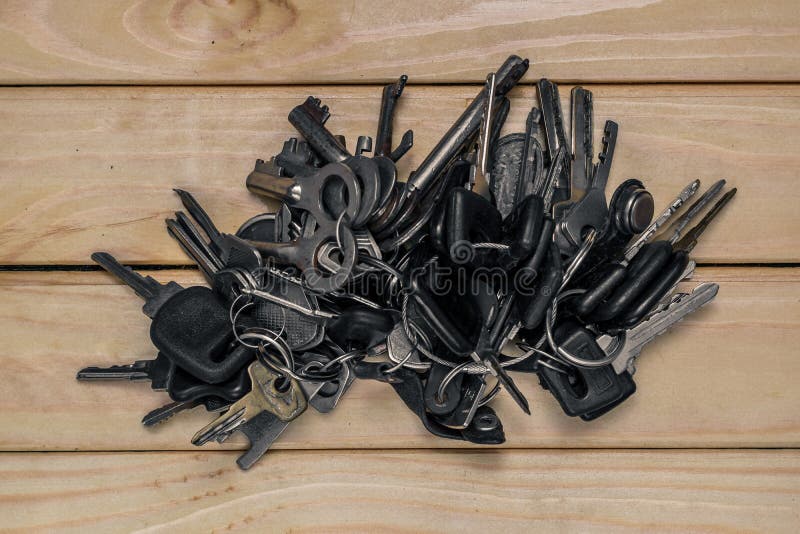A Set of Different Antique Keys on the Table in a Bunch Stock Image ...