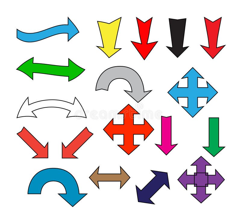 Set of the Different Arrows Stock Vector - Illustration of point, blue ...