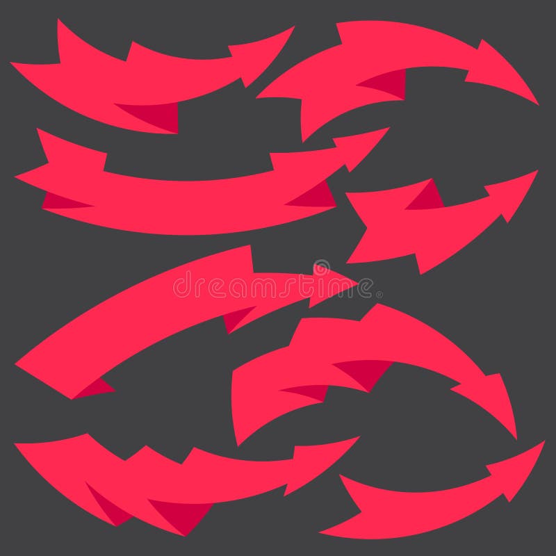 Set of Different Arrows in Flat Style - Red Color Stock Vector ...