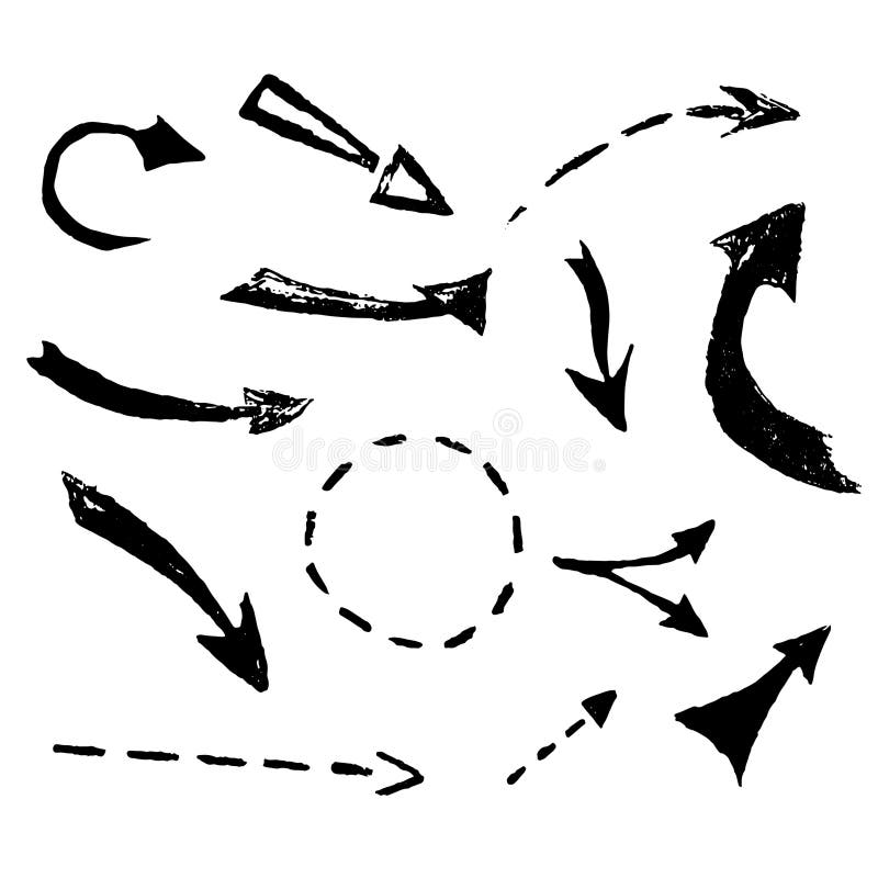 A Set of Different Arrows. Hand-drawn, Vector Drawing Stock Vector ...
