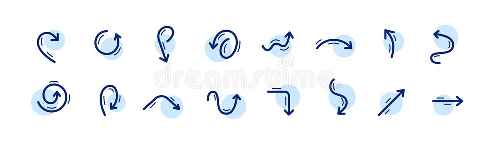 Set of Different Arrows. Straight and Curvy. User Interface Icons Stock ...