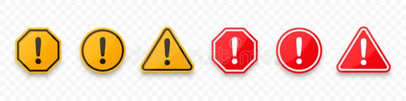 Set of Different Attention, Warning, Caution Sign with Exclamation Mark ...