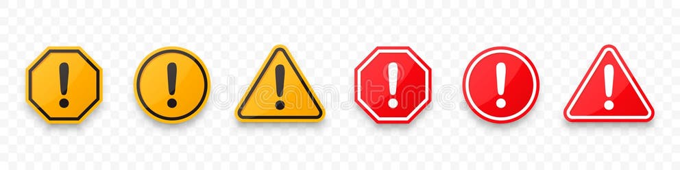 Set of Different Attention, Warning, Caution Sign with Exclamation Mark ...