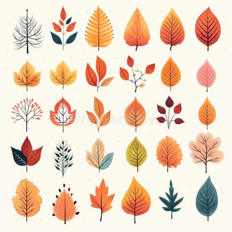 Set of Different Autumn Leaves on a Light Background Stock Photo ...
