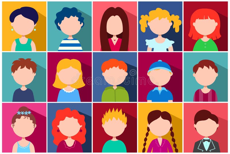 Set of different avatars stock vector. Illustration of brunette - 185665735