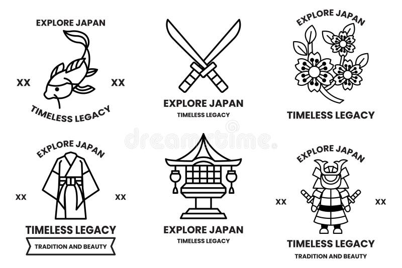 A Set of Different Badges in Concept of Explore Japan Stock ...