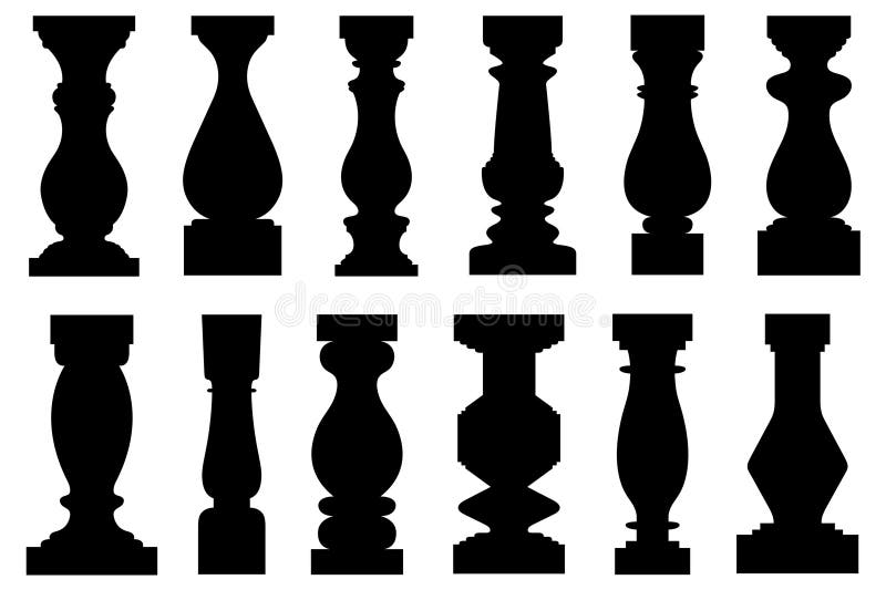 Set of different balusters stock vector. Illustration of black - 293909155