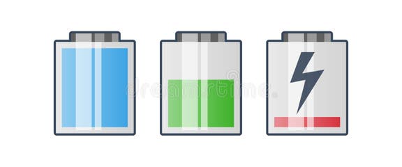 Set of Different Battery Power Level Icon Stock Vector - Illustration ...