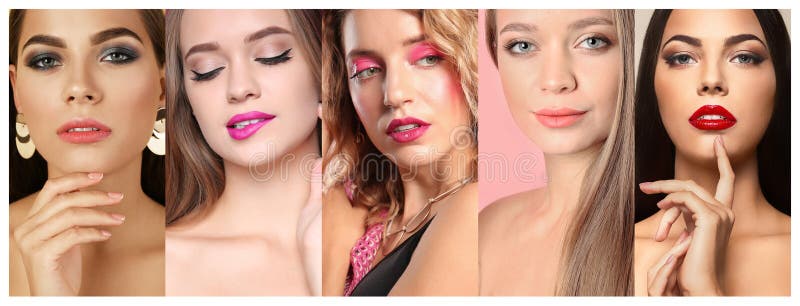 Set with Different Beautiful Women. Stock Image - Image of mascara ...