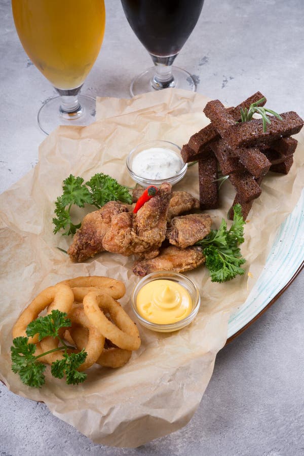 Set of Different Beer Snacks Stock Photo - Image of pepper, restaurant ...