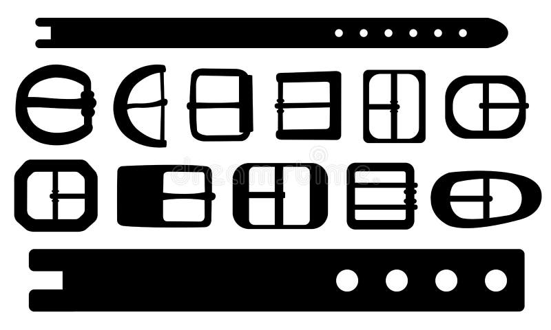 Belt Buckles Icons Set, Outline Style Stock Vector - Illustration of ...