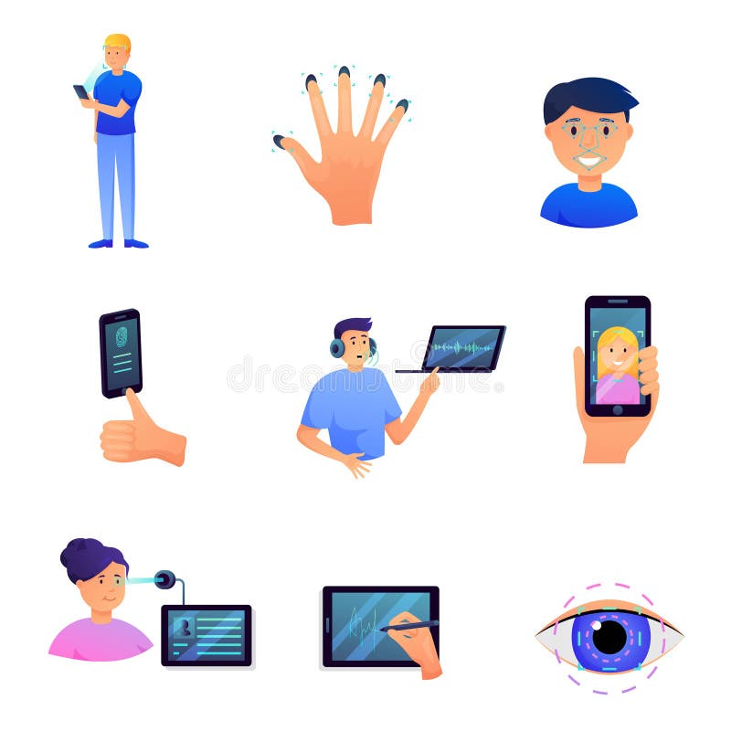 Set of Different Biometric Security in Modern Human Life Stock Vector ...