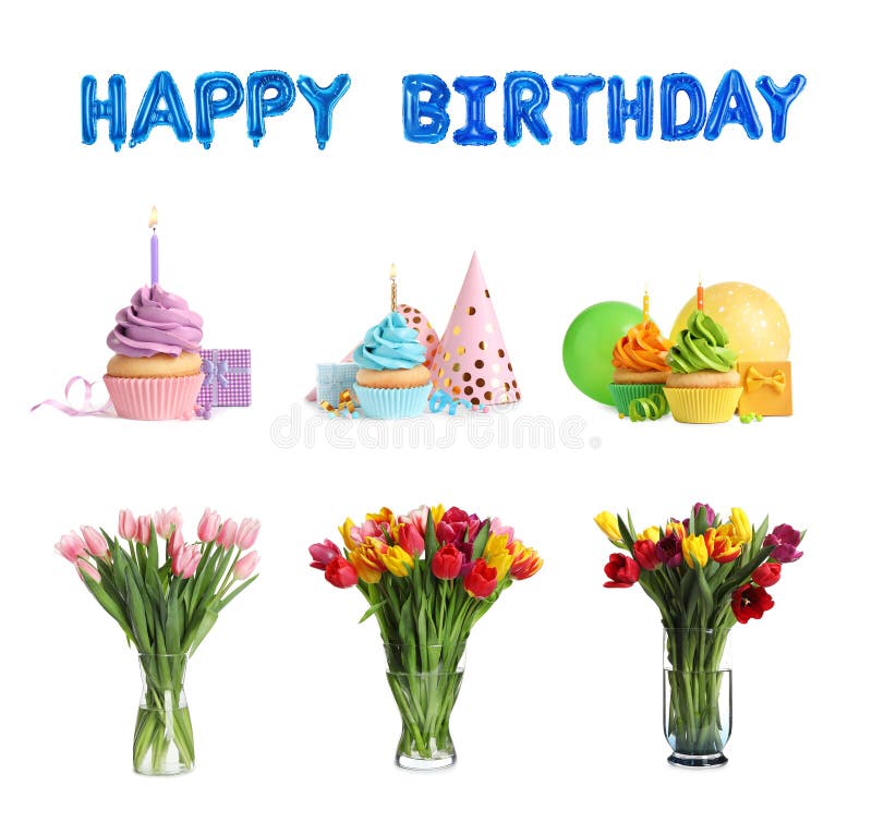 Set of Different Birthday Items on Background Stock Image - Image of ...