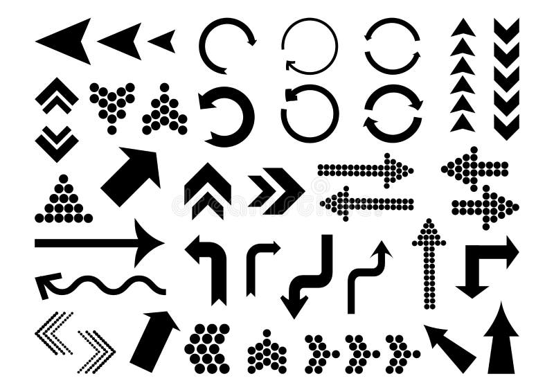 Set of Different Curve Arrows, Black Collection. Vector Stock ...