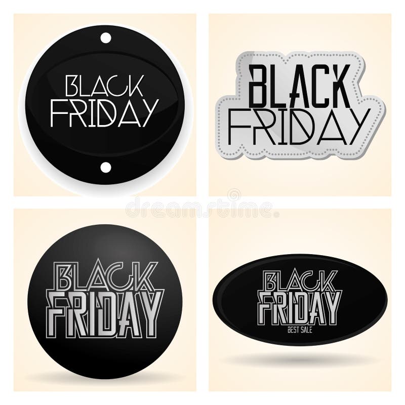 Set Different Black Friday Stickers Isolated Stock Illustration ...