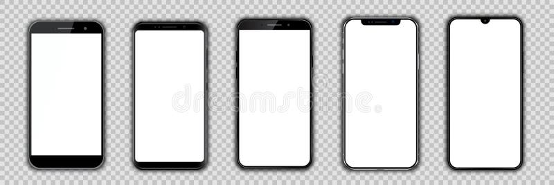 Set Different Black Models Smartphone with Empty Touch Screen, Model ...