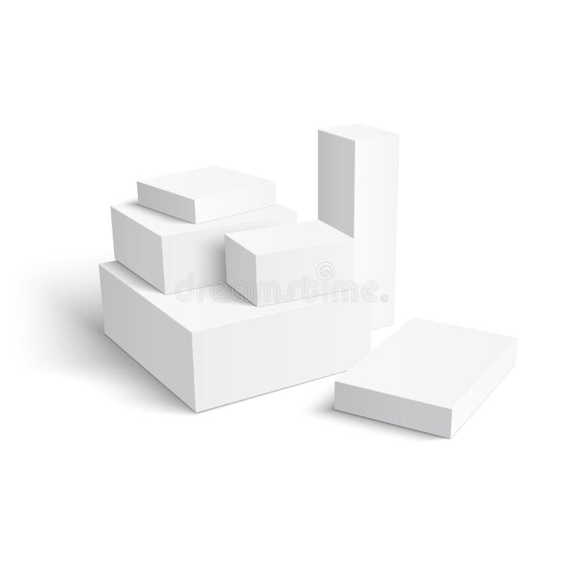 Set of Different Blank Boxes. Stock Vector - Illustration of cover ...